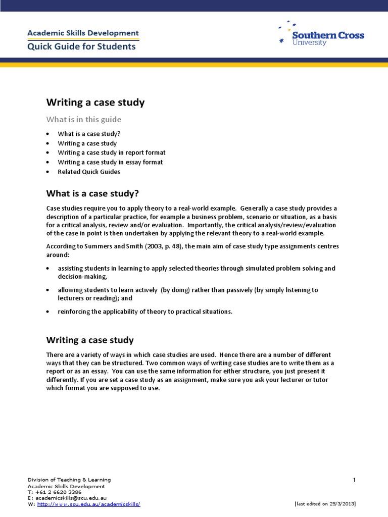 Writing A Case Study: Quick Guide For Students | PDF | Case Study ...