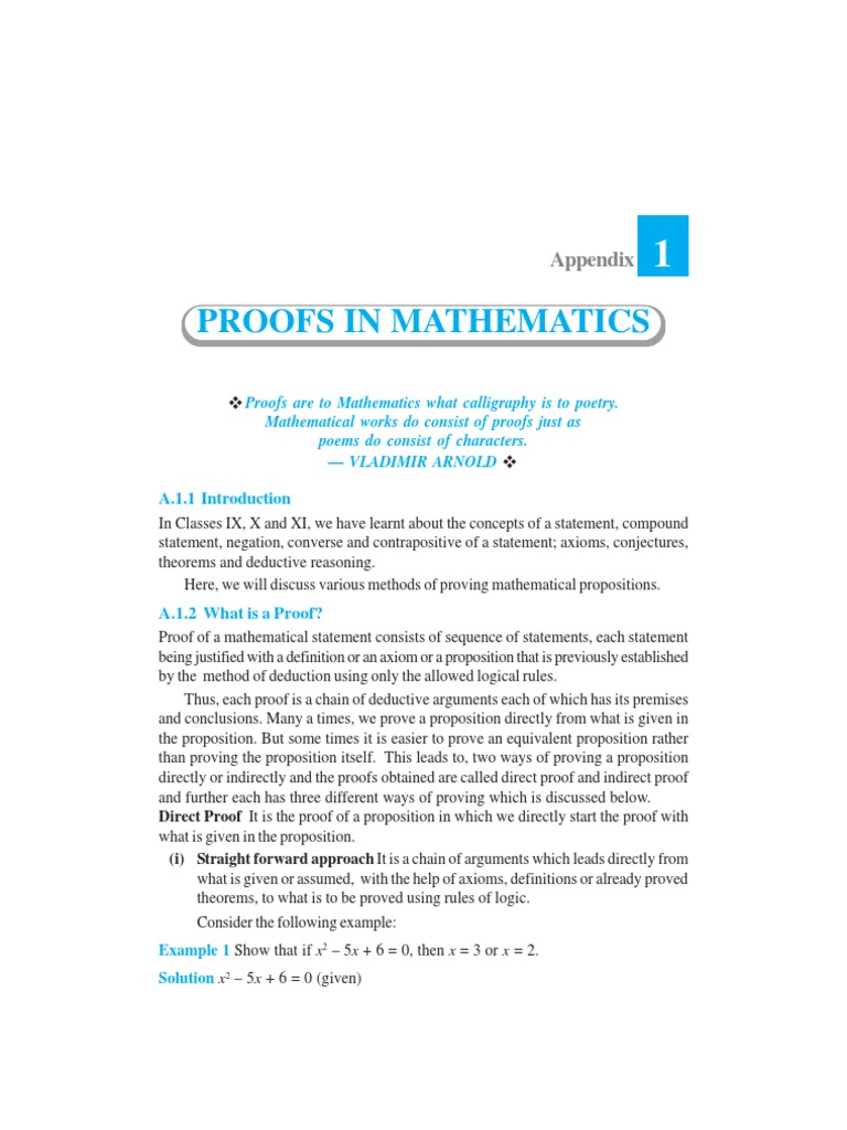 Appendix 1-Proofs in Mathematics | PDF