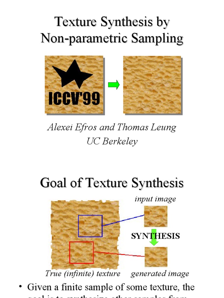 Texture Synthesis By Non Parametric Sampling Pdf Markov Chain
