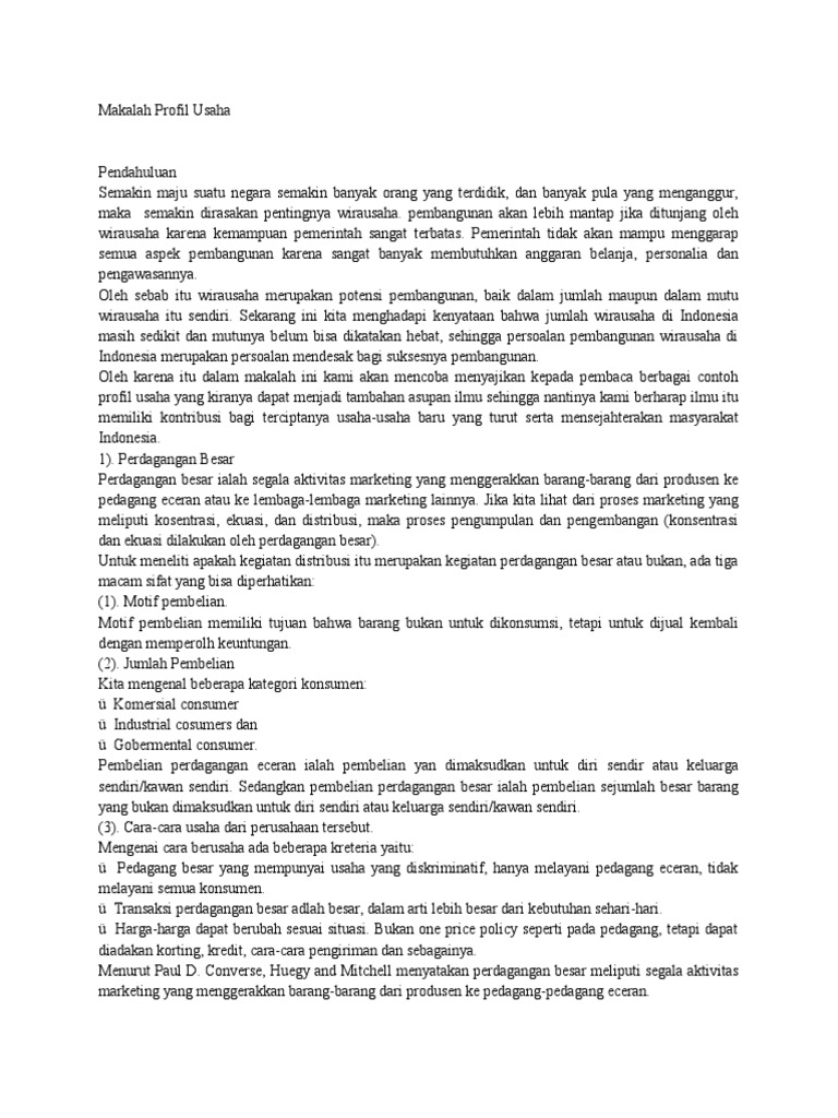 Makalah Profil Usaha | PDF