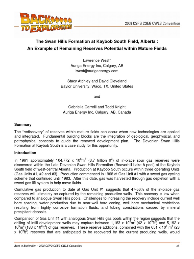 The Swan Hills Formation at Kaybob South Field, Alberta : An Example of ...