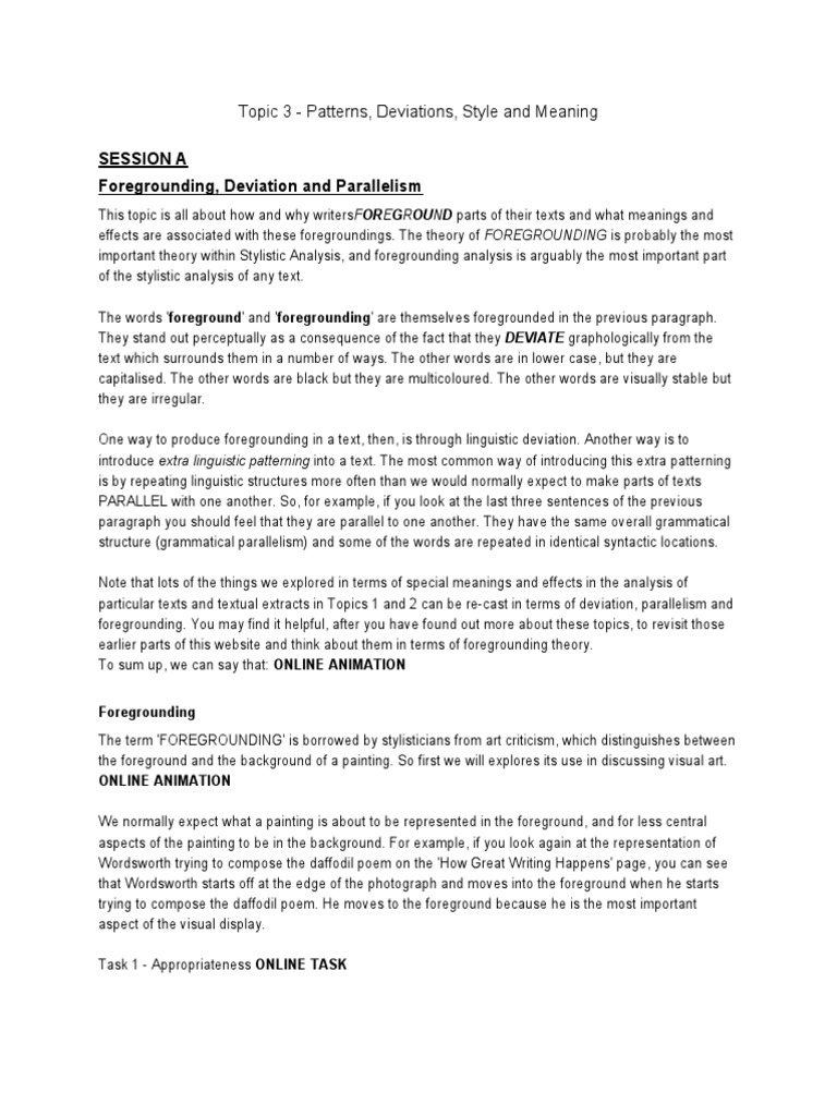 Foregrounding in Stylistics Explained | PDF | Linguistics | Semantics