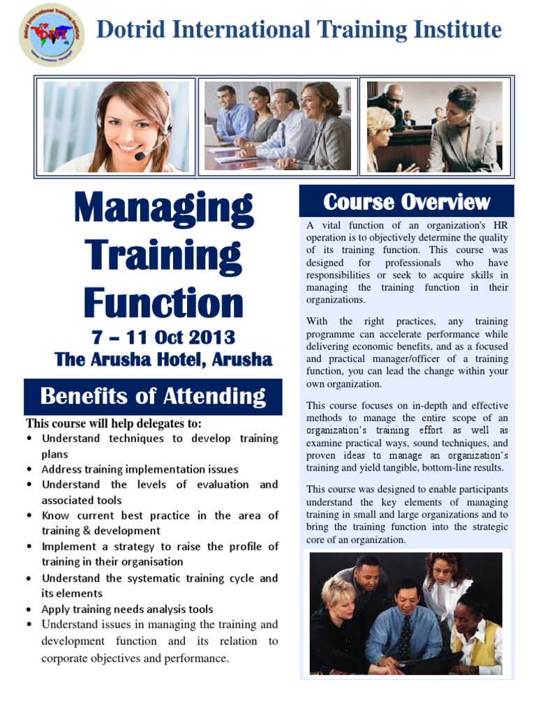 Management of Training Function Course | PDF | Capacity Building ...