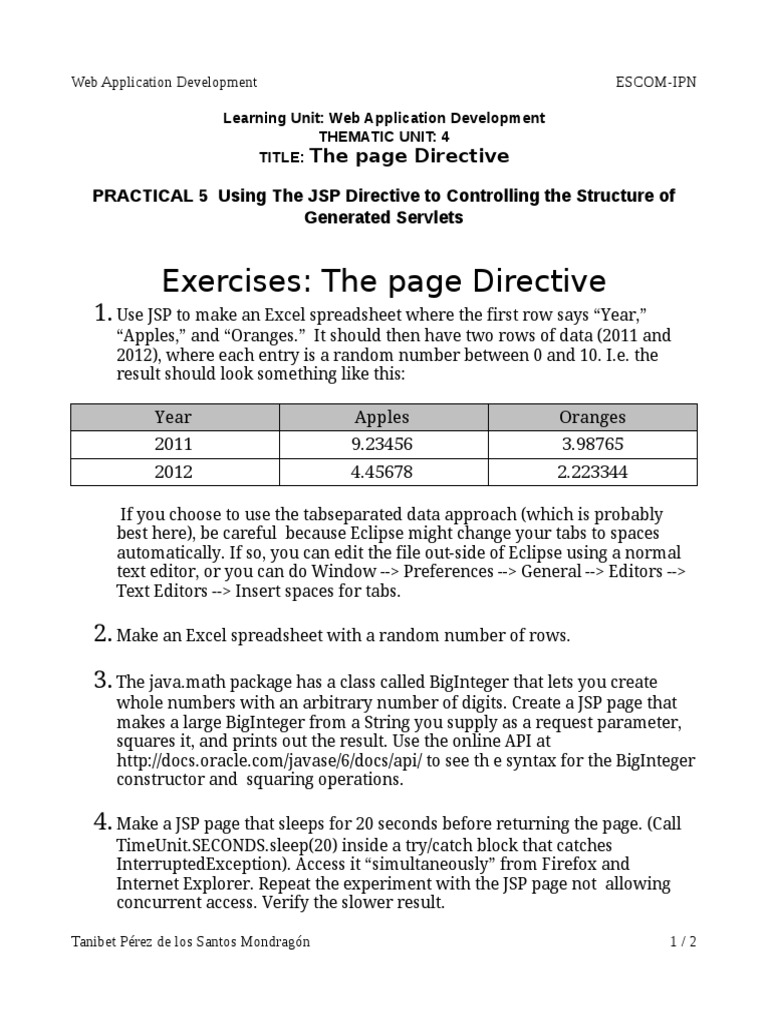 Practica5Directive PDF | PDF | Java Server Pages | Java Servlet