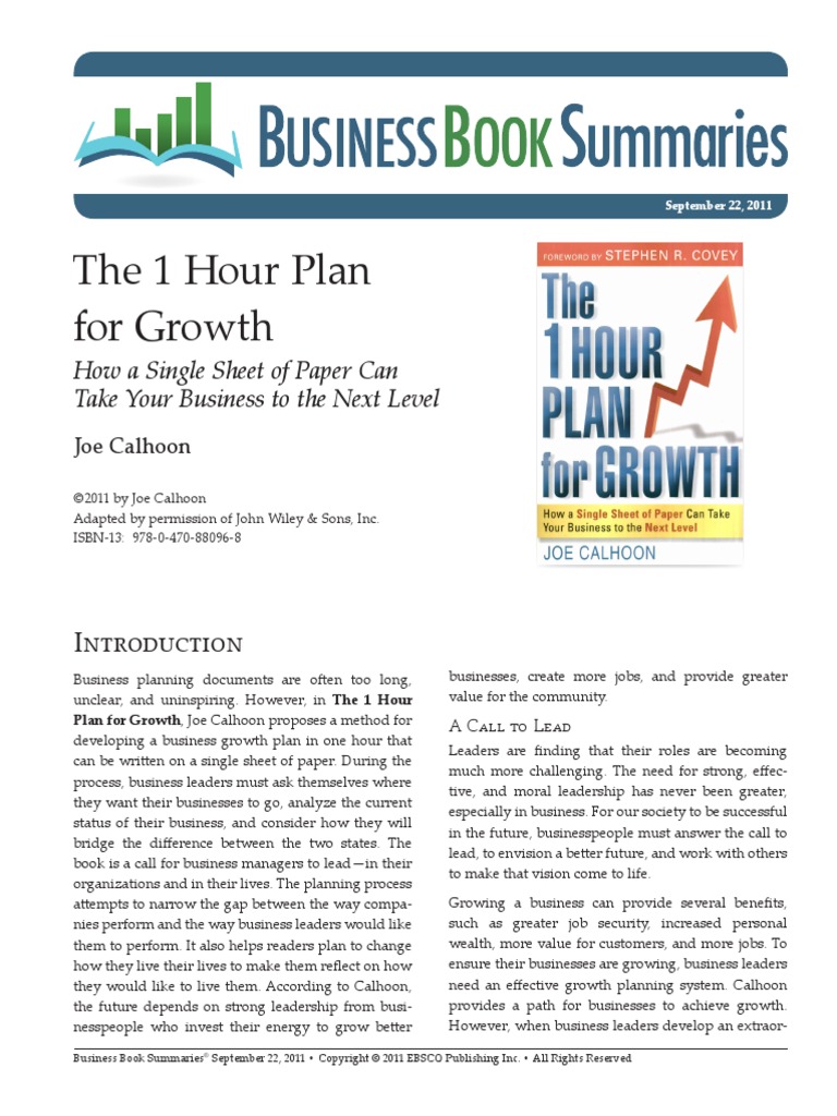 The 1 Hour Plan For Growth | PDF | Strategic Management | Goal