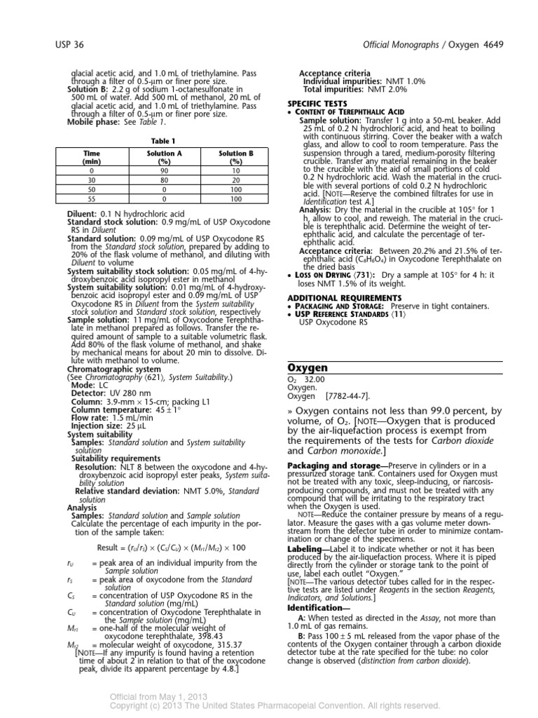Oxygen USP | PDF | Oxygen | Gases