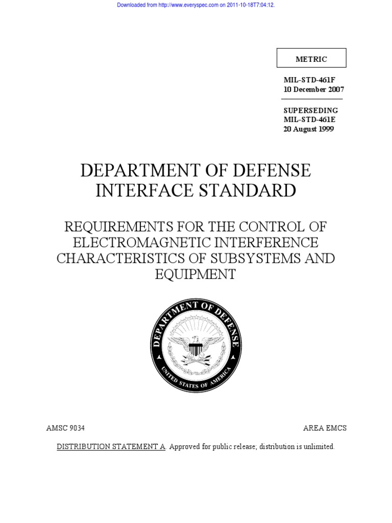 Mil STD 461f | PDF | Hertz | Electromagnetic Interference Mil STD 461f | PDF | Hertz | Electromagnetic Interference