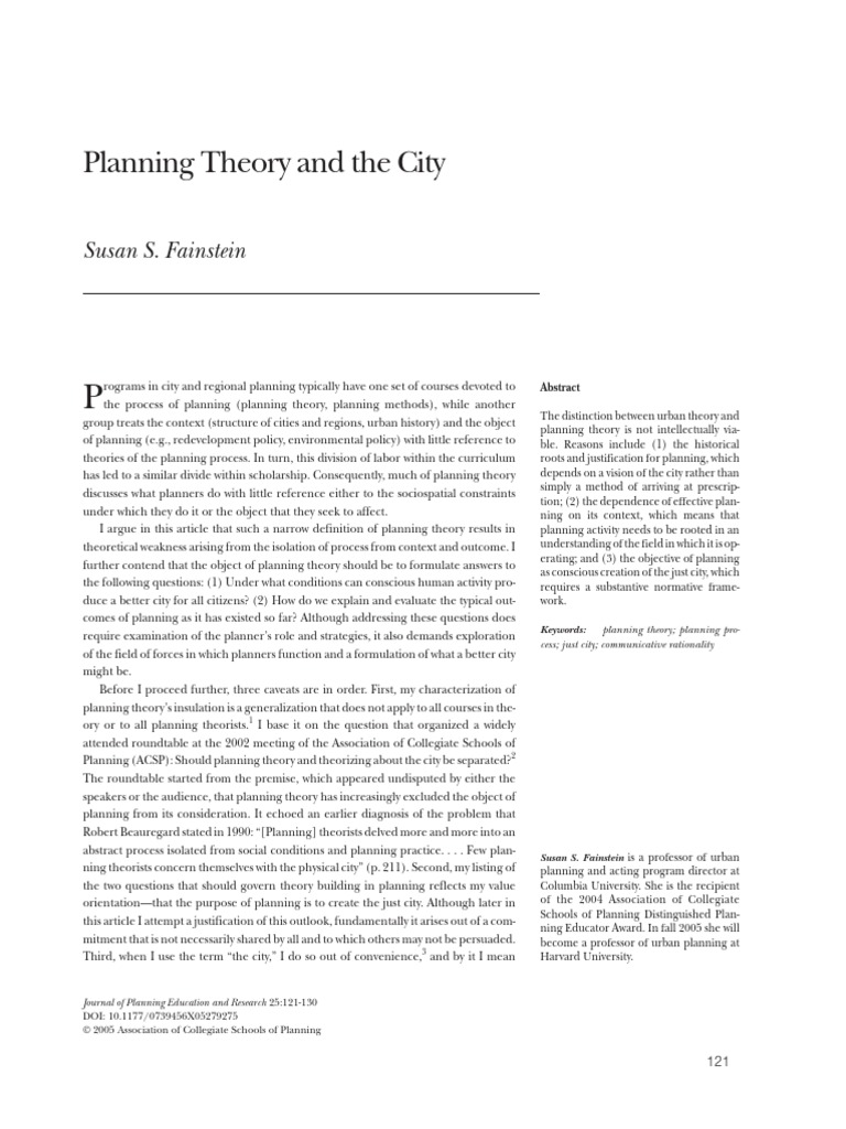 Planning Theory and The City PDF | PDF | Finance & Money Management ...