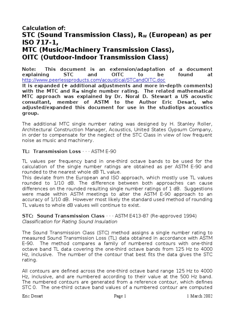 STC, MTC, Oitc, R'W | PDF | Decibel | Spectral Density