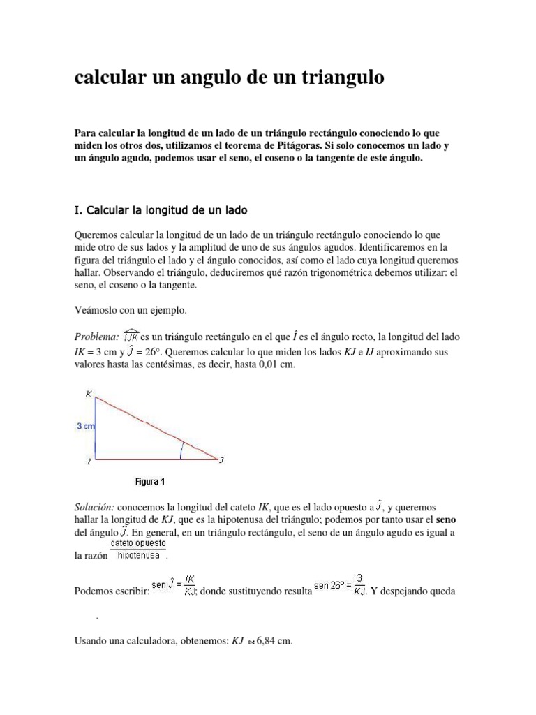 Calcular ángulos en triángulos rectángulos | PDF | Triángulo | Politopos