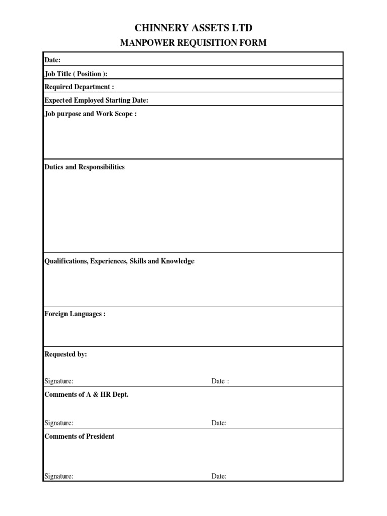 Manpower Requisition Form | PDF