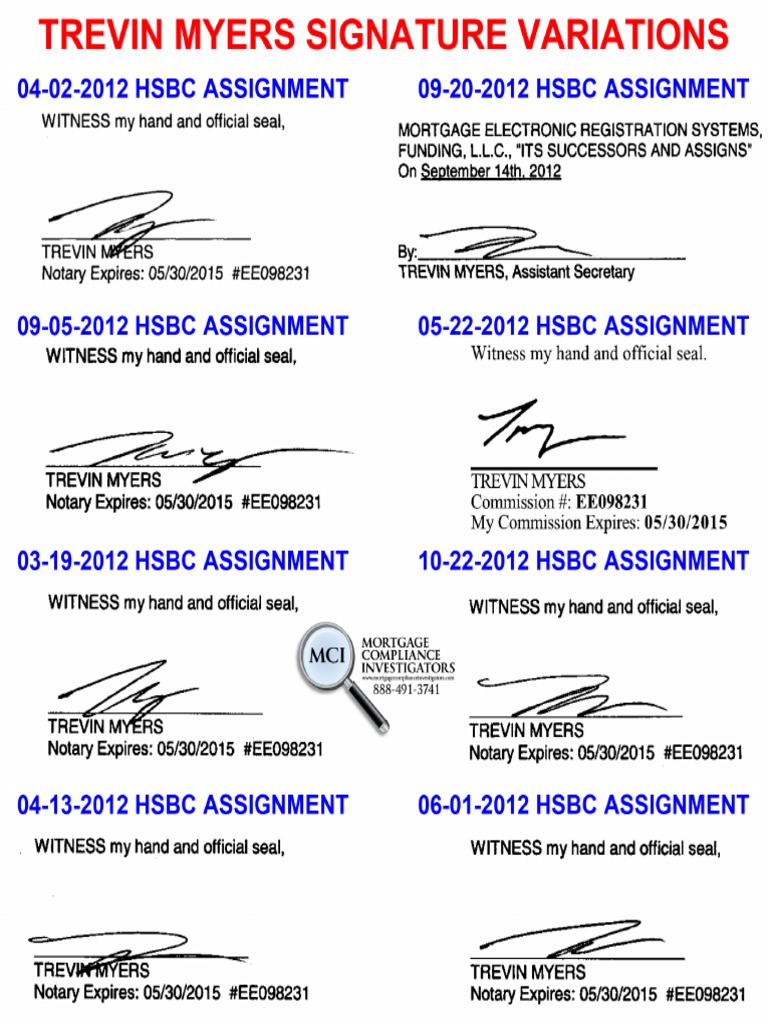 Trevin Myers HSBC Signature Comparison | PDF