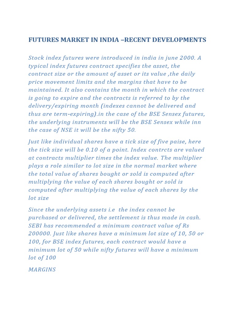 Futures Market in India | PDF