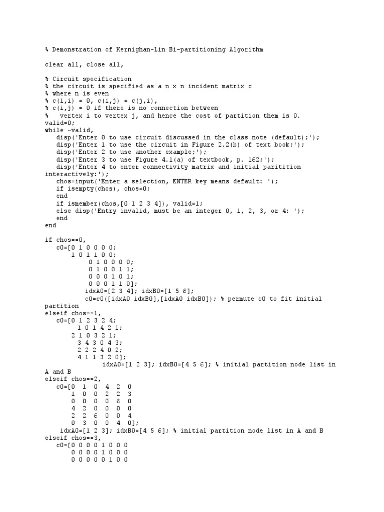 Matlab Code For KL Algo | PDF | Matrix (Mathematics) | Algorithms