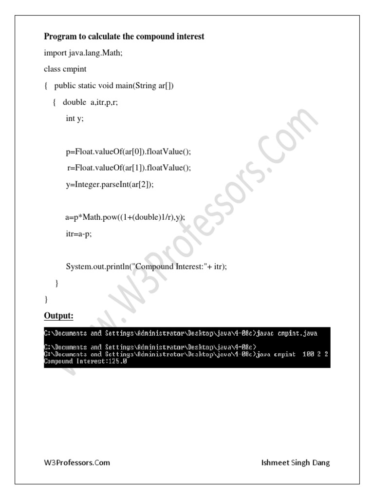 Java Compound Interest Calculator | PDF | Teaching Mathematics