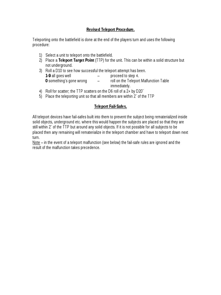 40K Rogue Trader Revised Teleport Procedure | PDF | Science | Science ...
