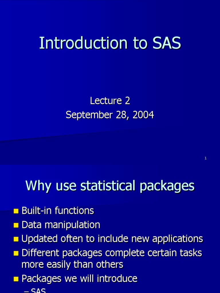 Intro To SAS - PowerPoint Presentation | PDF | Sas (Software ...
