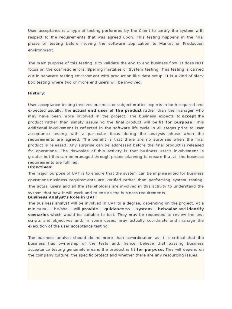 User Acceptance Testing Pdf Areas Of Computer Science Systems