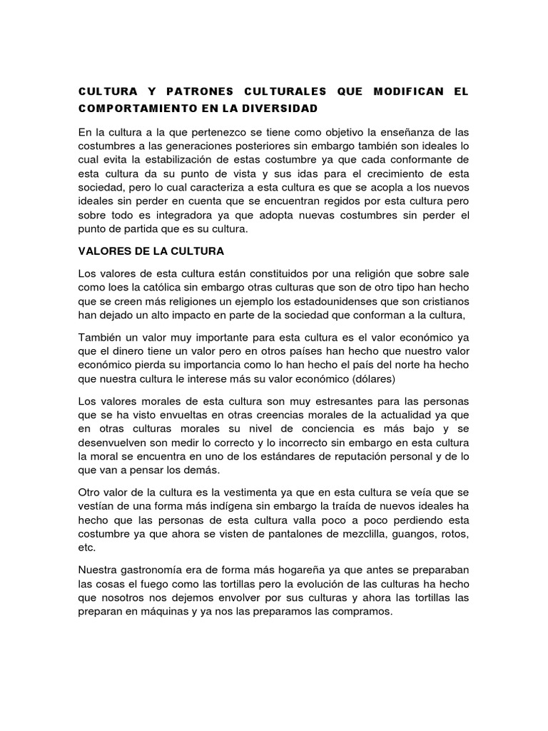 Cultura y Patrones | PDF | Sociedad | Cultura (general)