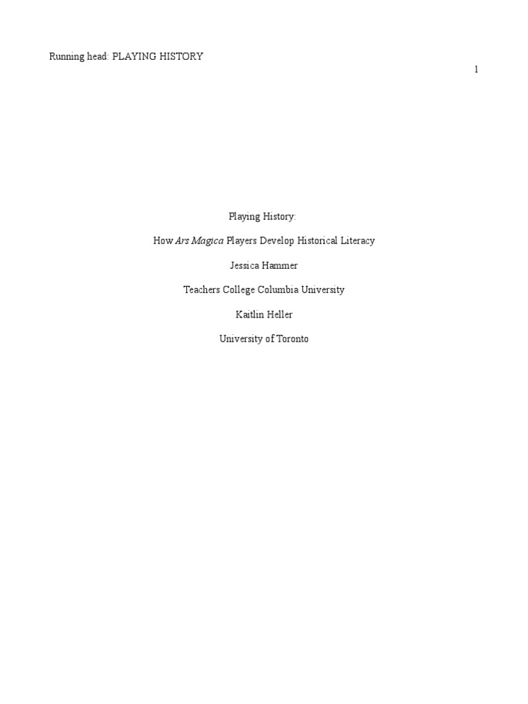 Role-Playing for Historical Literacy | PDF | Wiki | Narrative