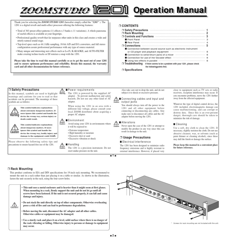Zoom 1201 | PDF | Telecommunications Engineering | Sound Production ...