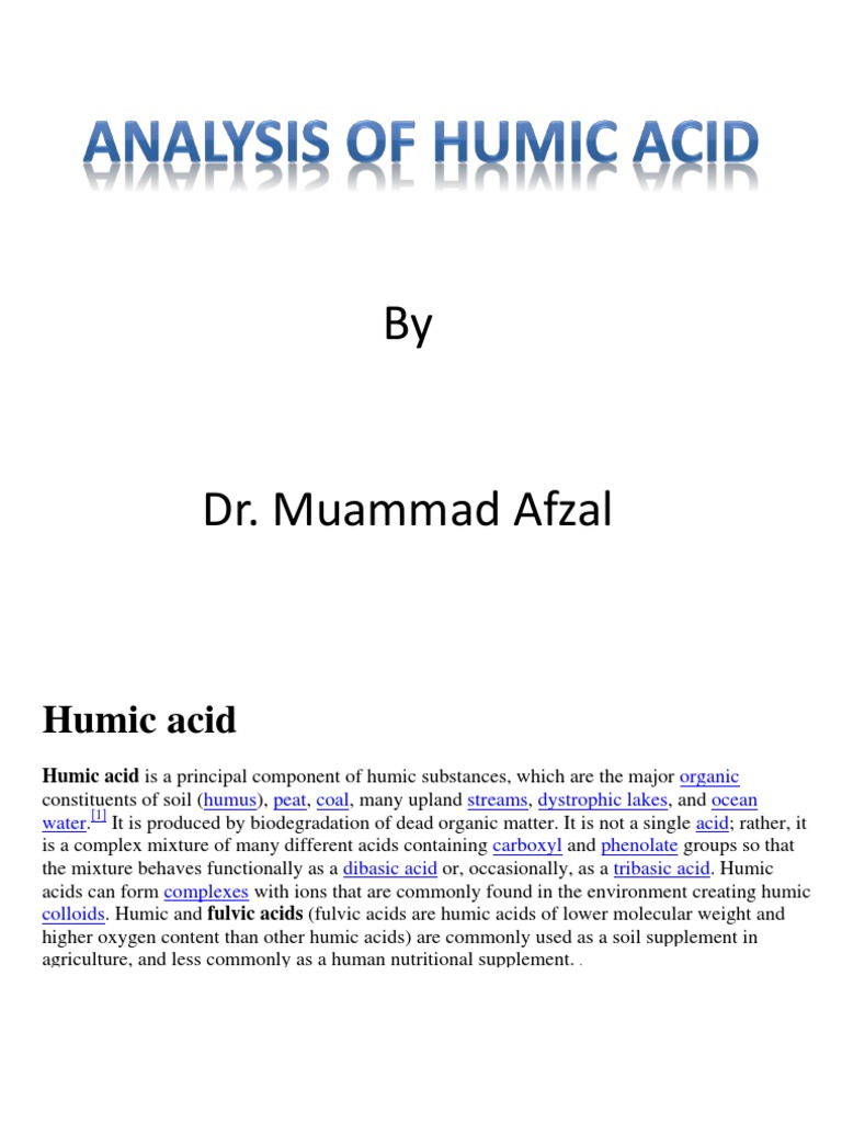 Analysis of Humic Acid (Final Version) | PDF | Soil | Chemical Compounds
