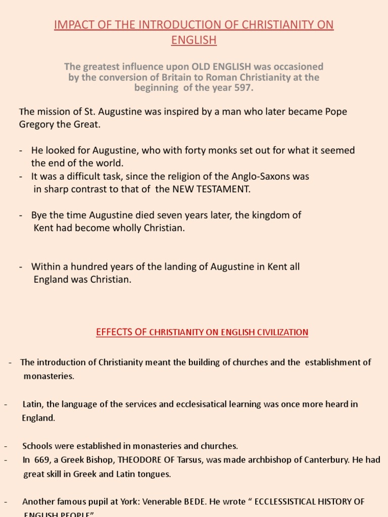 Impact of The Introduction of Christianity On Englishpowerpoint | PDF ...