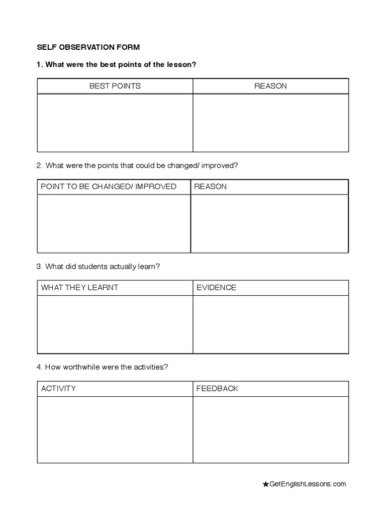 Lesson Observation Form | PDF