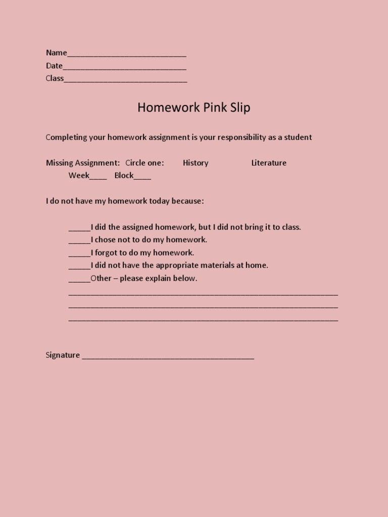 Omnibus III Homework Pink Slip | PDF