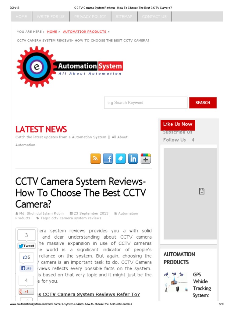 CCTV Camera System Reviews - How To Choose The Best CCTV Camera | PDF