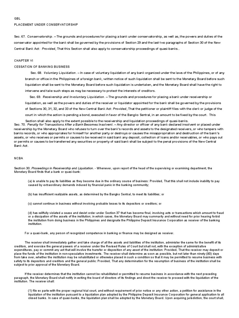 GBL | PDF | Receivership | Liquidation