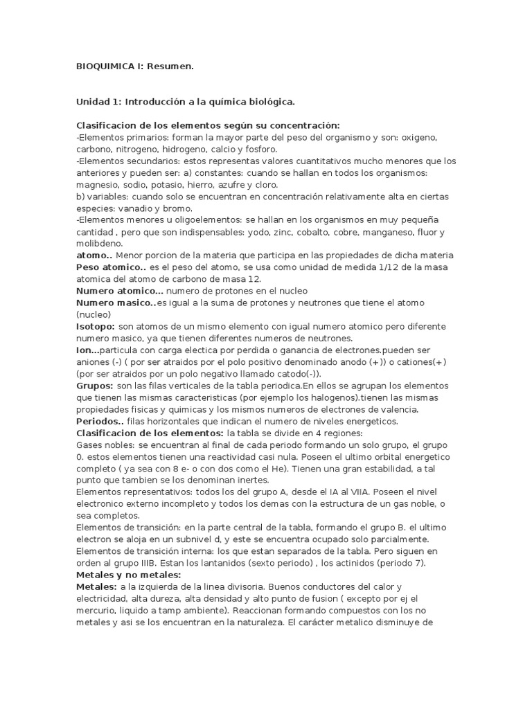 Introducción a la Bioquímica I: Elementos y Glúcidos | PDF | Lípido ...