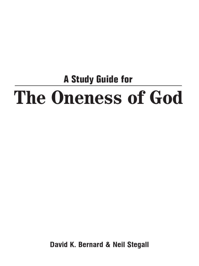 The Oneness of God Study Guide | PDF | Religion & Spirituality