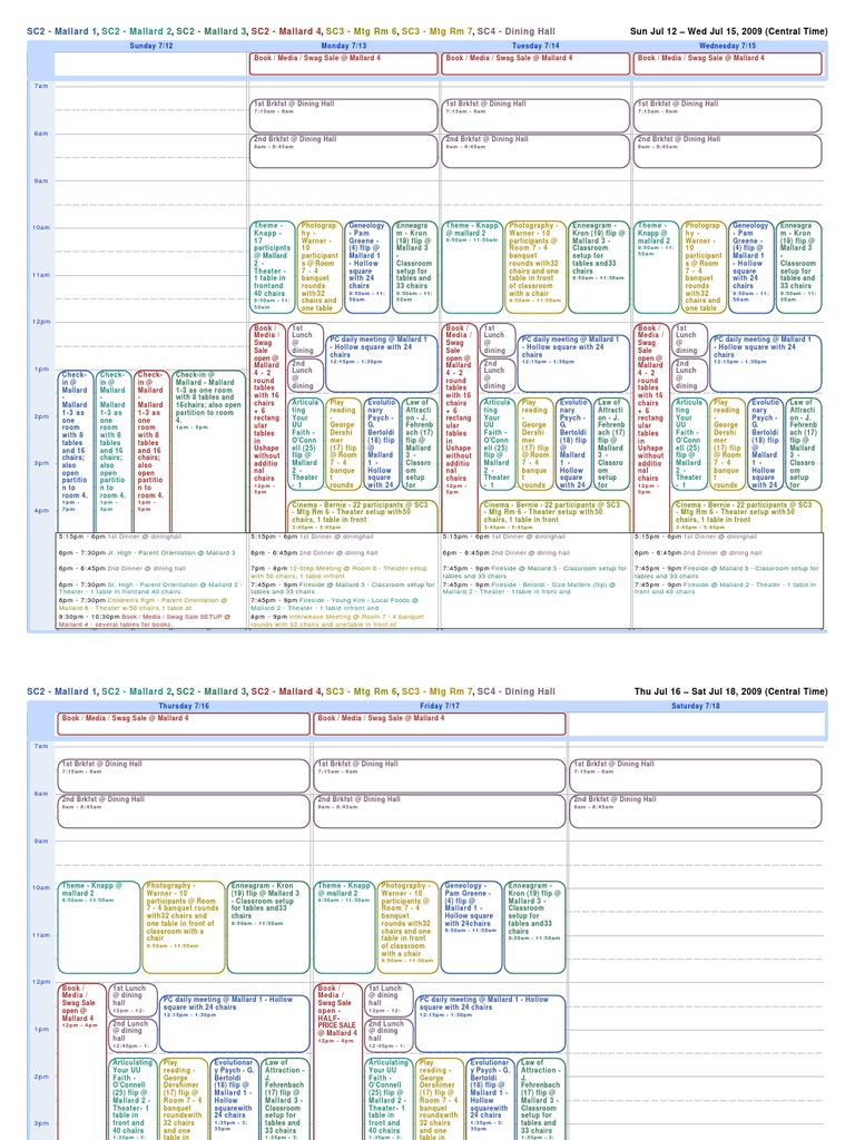 Calendar SunnenCtr Mtg-Dining | PDF