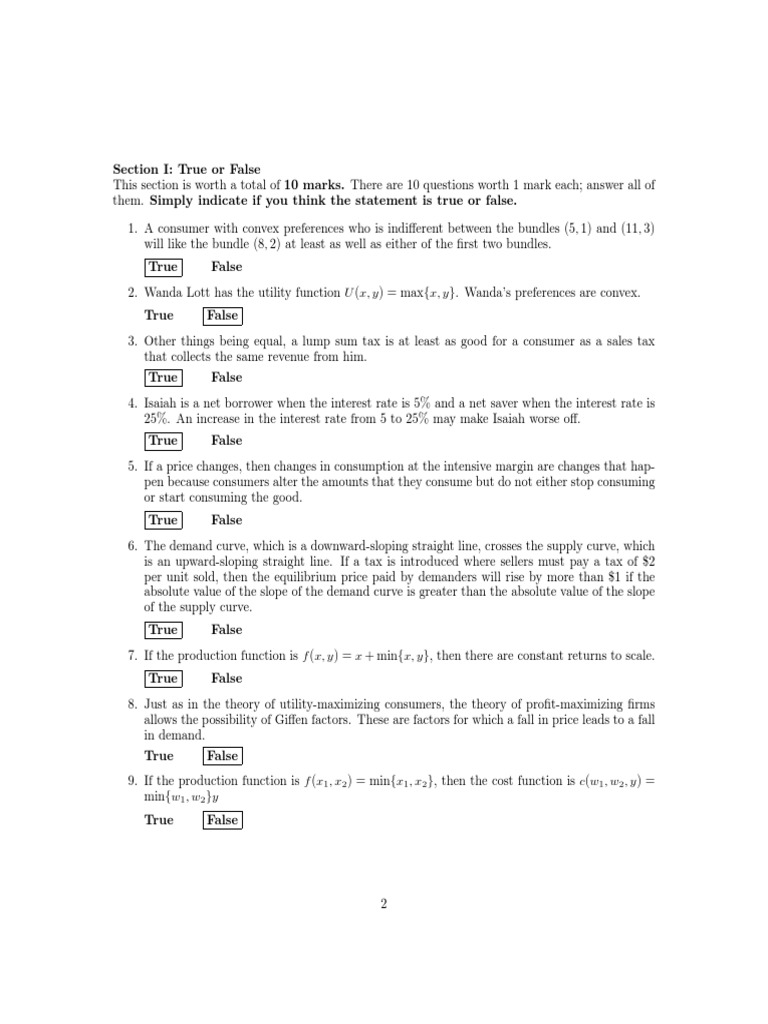 Econ 301 Past Final Exams With Solutions | PDF | Production Function | Demand