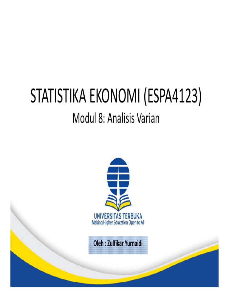 ESPA4123 - Statistika Ekonomi - Modul 8 PDF | PDF | Metode & Bahan Ajar | Sains & Matematika