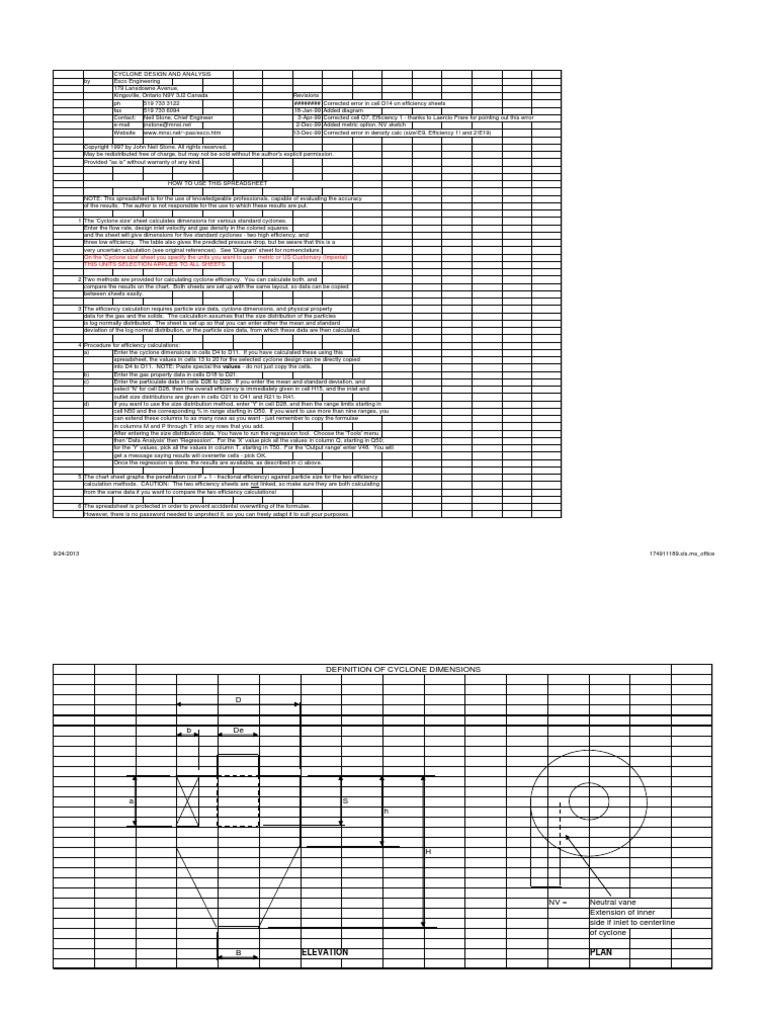 Cyclone Calculation Riser | PDF | Errors And Residuals | Spreadsheet