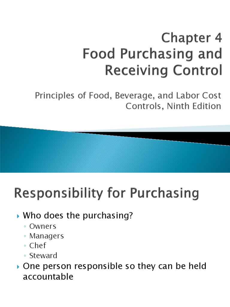 Chapter 4 Food Purchasing and Receiving Control | Grocery Store | Shelf ...