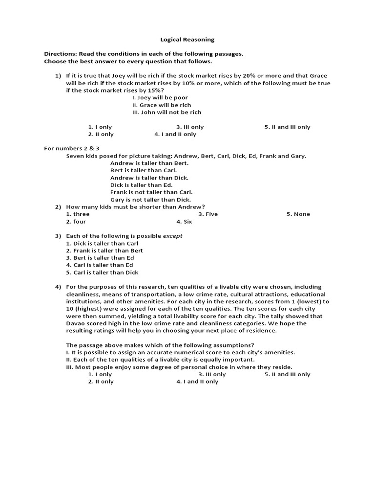 Logical Reasoning | PDF | Teaching Mathematics | Science