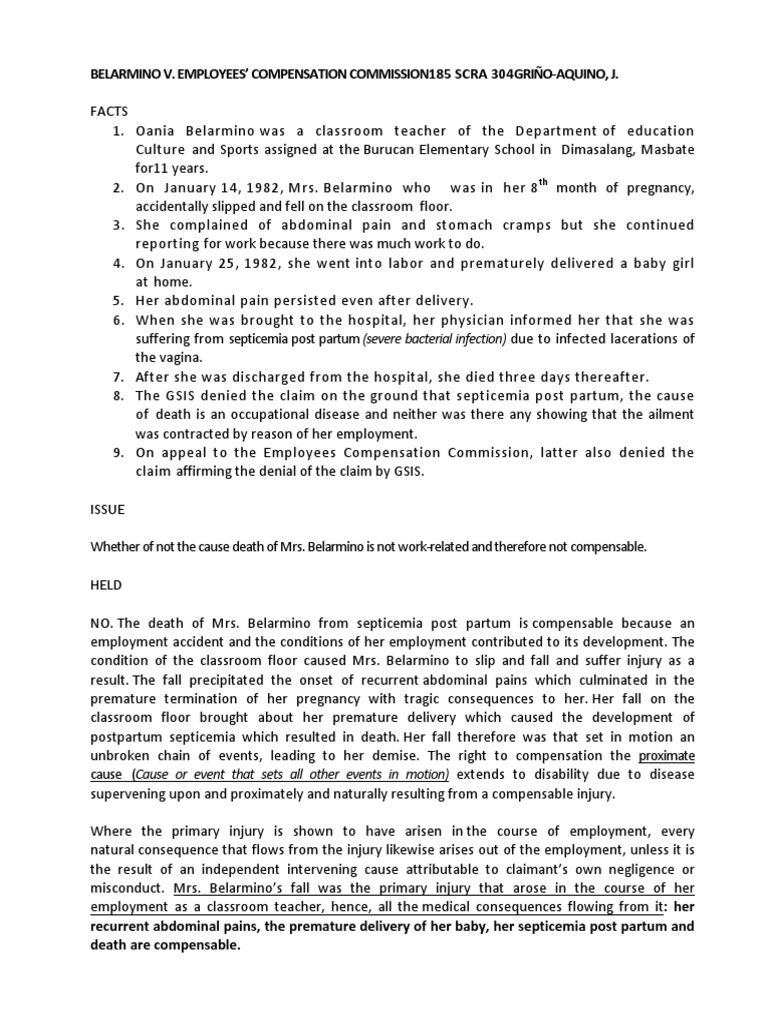 Belarmino vs. ECC Case Digest | PDF | Childbirth | Preterm Birth