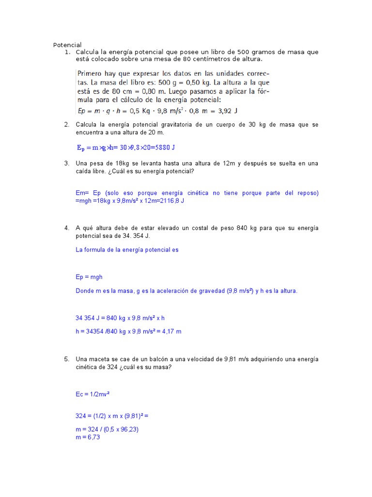 Ejercicios Resueltos de Energia Potencial y Cinetica | PDF