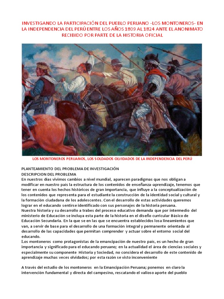 Montoneros en la Independencia del Perú | PDF | Guerra de guerrillas | Perú