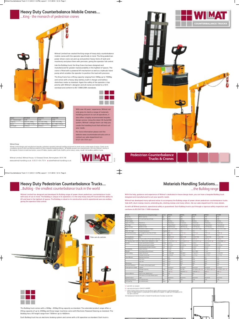 Wilmat Counterbalance Truck 11-11-2010 | PDF | Forklift | Crane (Machine)