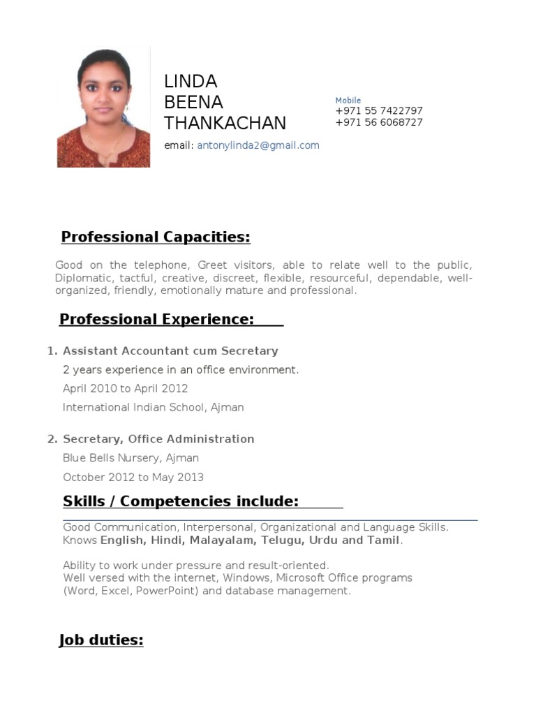 Linda CV | PDF | Career & Growth