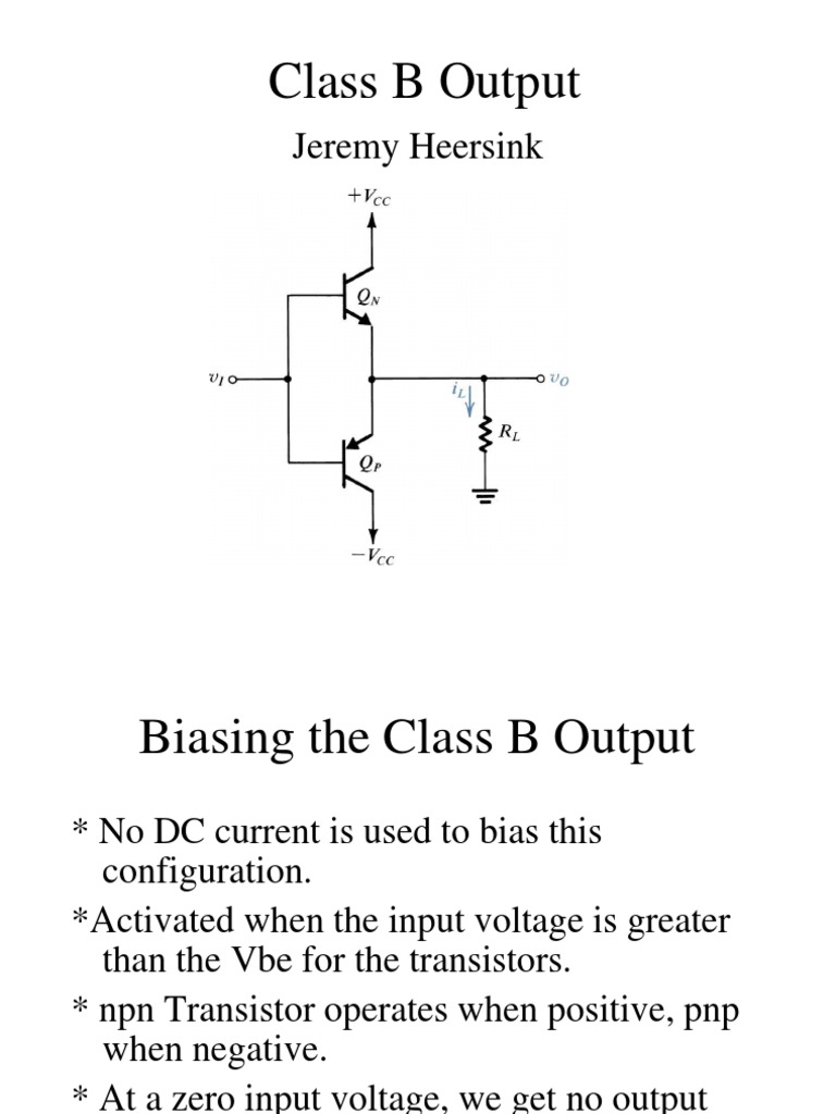 Class B Output: Jeremy Heersink | Download Free PDF | Amplifier ...