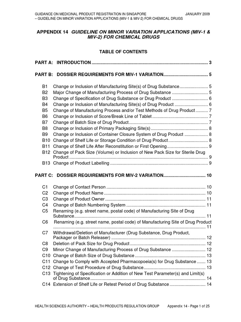 Appendix 14 - Guideline On MIV Applications For Chemical Drugs | PDF ...