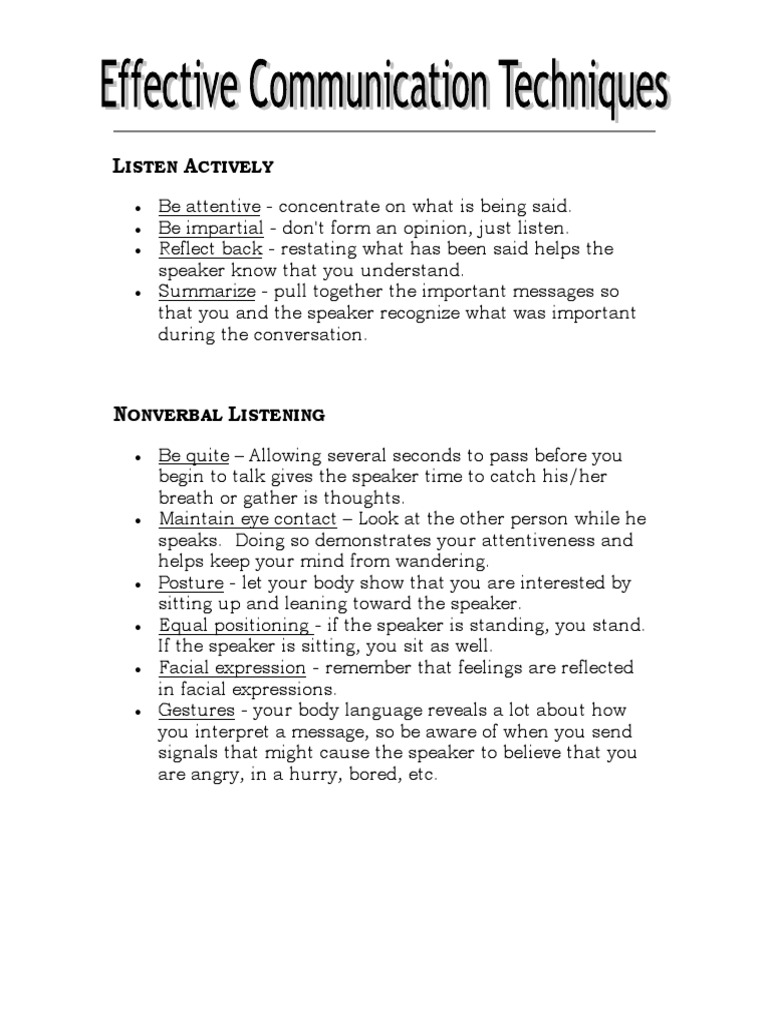 Effective Communication Techniques For Adults