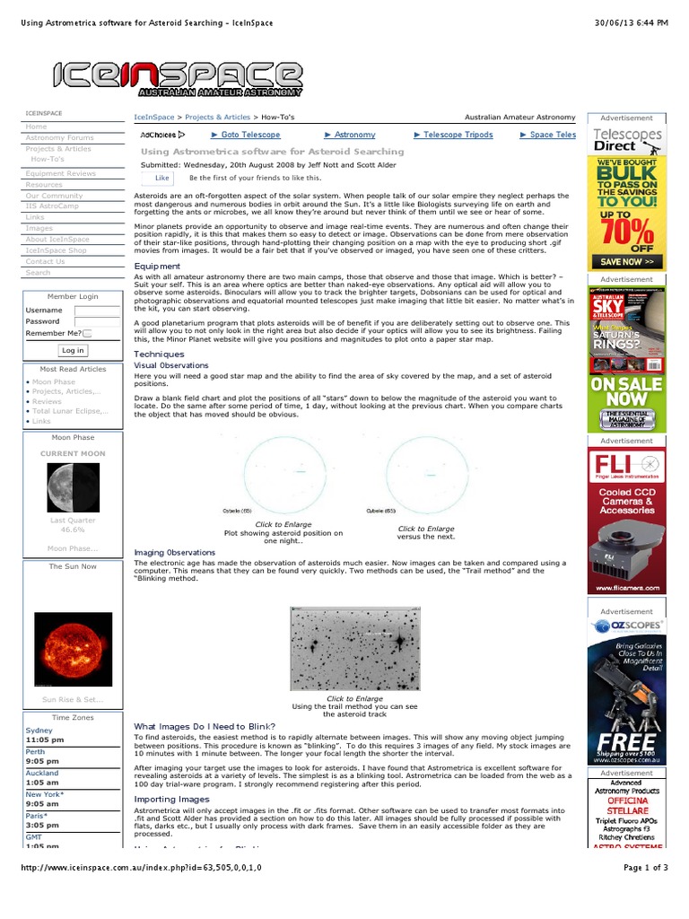 Using Astrometrica Software For Asteroid Searching - IceInSpace | PDF ...