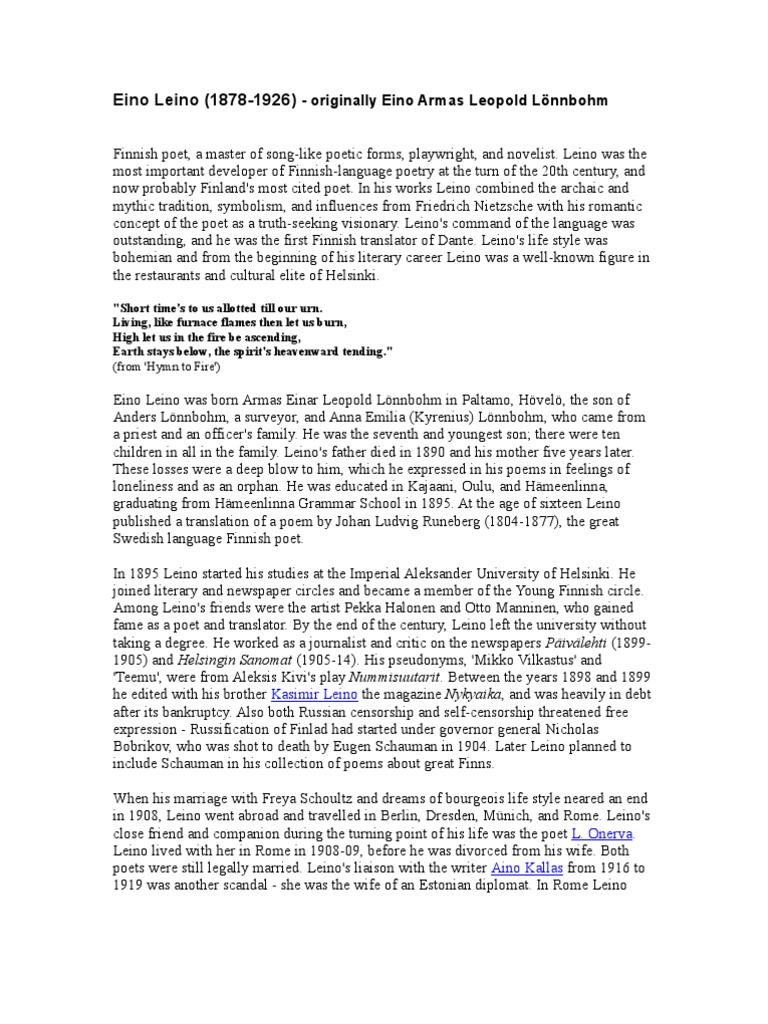 Finish Poets | PDF | Finland | Poetry