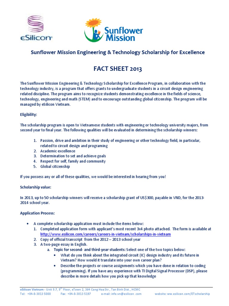 ET Scholarship 2013 Fact Sheet | PDF